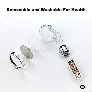 KAIREY Zen Shower Head with Beads On/Off,3 Function High Pressure Water Saving Filtered Handheld Ionic Showerhead,Anion Energy Ball Purifying Water Shower,with 60 Inch Shower Hose and Bracket