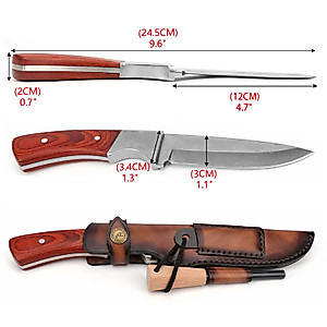 Tourbon Leather Fixed Blade Knife Sheath with Fire Starter Slot for Outdoor Hunting Bushcraft Camping