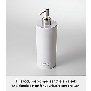 Yamazaki 2932 Tower Body Soap Dispenser Contemporary Bottle Pump for Shower, Round, White