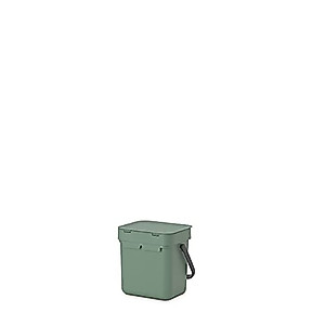 Brabantia Sort & Go Food Trash Can (0.8 Gal/Fir Green) Small Countertop Kitchen Compost Caddy with Handle & Removable Lid, Easy Clean