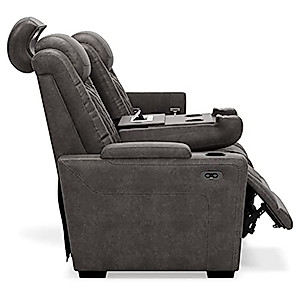Signature Design by Ashley Hyllmont Power RecliningSofa with Adjustable Headrest, Weathered Gray