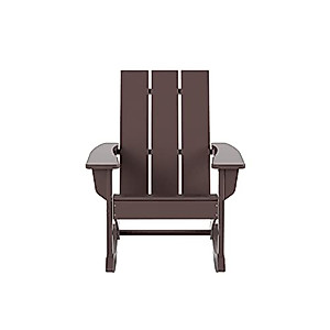 WO Home Furniture Adirondack Rocking Chair Set of 2 PCS Patio All-Weather and UV Protection for Any Outdoor Spaces (Dark Brown)