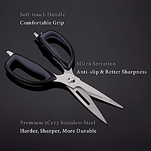 KITCHENDAO Kitchen Scissors, Premium 5Cr15 Stainless Steel, Magnetic Sheath Holder for Fridge, Heavy Duty Kitchen Shears, Advanced CNC Technology for Smooth Come Apart, Soft-touch Handle