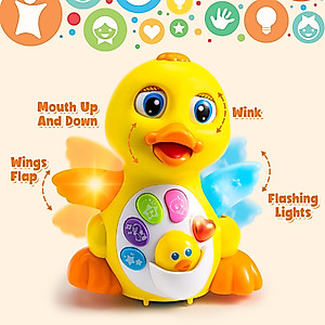 JOYIN Baby Toys Duck, Infant Musical Toys 18+ Months, Tummy Time Toys with Music & Lights, Light Up Learning Toys, Dancing Crawling Baby Toy, Baby Easter Basket Stuffers Gifts