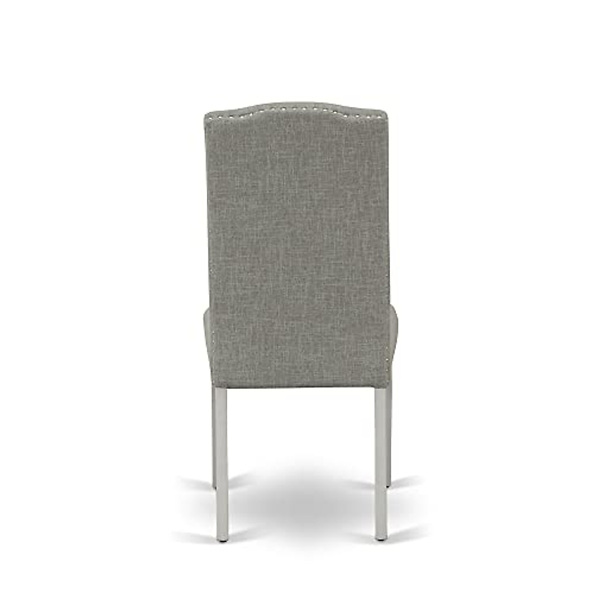 East West Furniture X027EN206-9 9-Piece Dinette Set - a Beautiful Modern Dining Table - 8 Lovely Parson Dining Chairs Nail Heads and High Back (Linen White Finish)