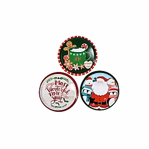 Large Round Christmas Platters 13.75 in. for Holiday Settings Set of 3