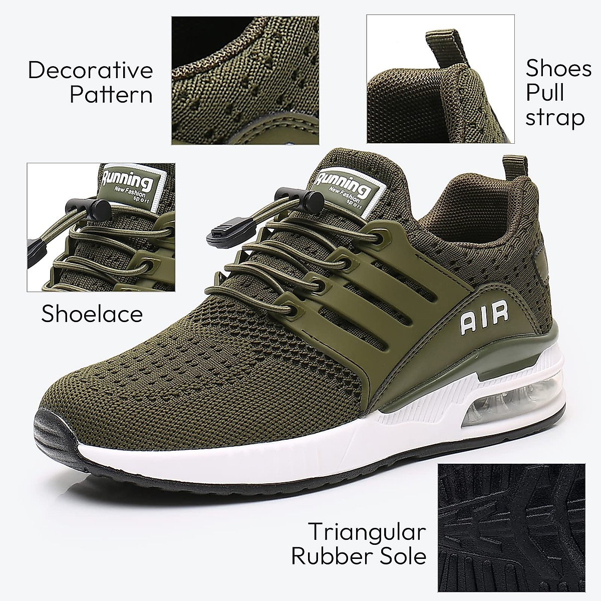 ADCORAN Womens Running Shoes Air Cushion Casual Walking Shoes Tennis Slip On Comfortable Workout Sneakers Green 9