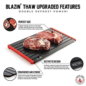 BLAZIN' THAW Defrosting Tray for Frozen Meat | 14” Large-Size | Aluminium Plate for Thawing Frozen Food | Natural Thawing Process | No Microwaves, No Cold/Warm Water Required |