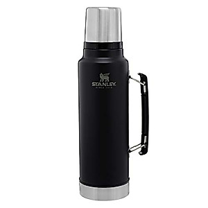 Stanley Classic Vacuum Insulated Wide Mouth Bottle, Matte Black - BPA-Free 18/8 Stainless Steel Thermos for Cold & Hot Beverages – Keeps Liquid Hot or Cold for Up to 24 Hours – Lifetime Warranty