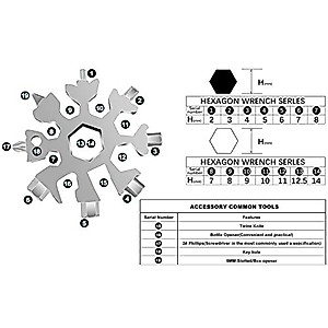 18 In 1 Snowflake Multi-Function Tool, Stainless Steel Snowflake Tool, Beer Bottle Opener, Beautifully Packaged