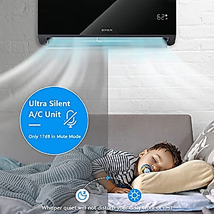 ROVSUN Wifi Enabled 12,000 BTU Mini Split AC/Heating System with Inverter, 19 SEER 115V Energy Saving Ductless Split-System Air Conditioner with Pre-Charged Condenser, Heat Pump & Installation Kit (Black Series)