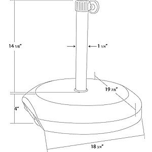 California Umbrella 75 lbs. Round Concrete Weighted Powdercoated Steel Umbrella Base With Wheels, Black Frame