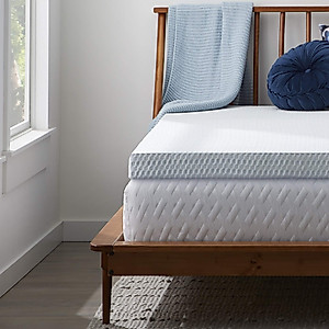 Lucid 3 Inch Mattress – Mattress Topper Cover with Zipper – Twin Cover Only,White, Queen
