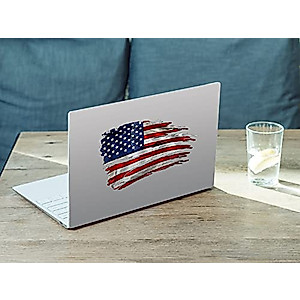 Shop Shop Tattered American Flag Pack of 2 Vinyl Sticker US Flag Bumper Stickers for Cars Trucks Laptops Water Bottles Windows | Red & Blue | 6.5 x 3.8 Inch