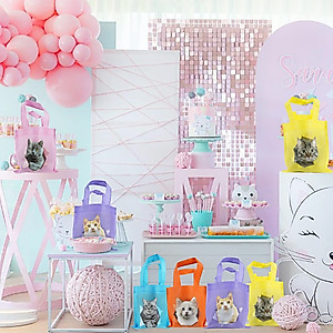 BANBALLON 20 PCS Cat Party Favor Bags Cat Birthday Party Supplies Pet Party Favor Bags Cat Goodie Bags for Cat Theme Birthday Party Classroom Baby Shower Supplies (Cat)