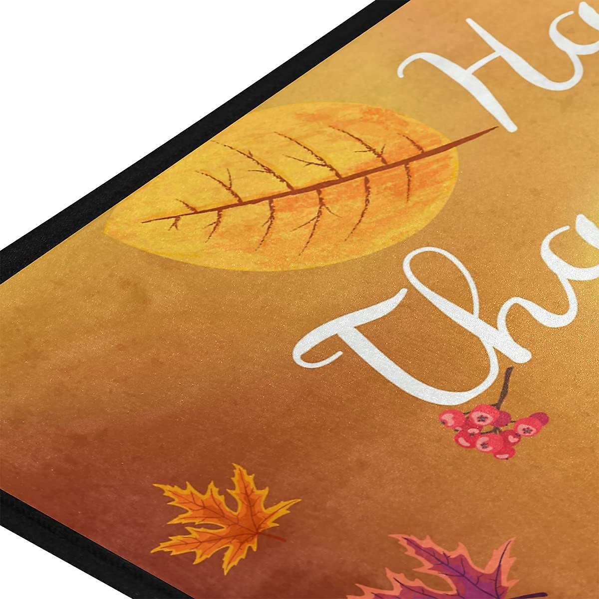 Kitchen Rug Happy Thanksgiving Background with Stylized Autumn Leaves and Pumpkin Door Mat Bath Rug Home Decor Floor Mat Non-Slip Carpet for Kitchen Living Bedroom 39 x 20 Inch