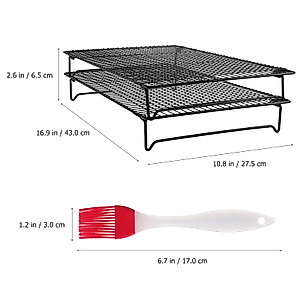 Luxshiny Baking Rack Stackable Cooling Rack, 2 Tier Cooling Racks with Brush for Cooking and Baking, Cookie Cooling Rack Baking Racks, Drying Racks Baking Supplies