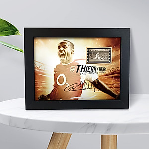 ORIMAMI Signed Soccer Thierry Henry Photo Desktop Framed Poster 8x6 Inches,with 1x35mm Film Mini Cell Display,Gifts for Arsena l Fans