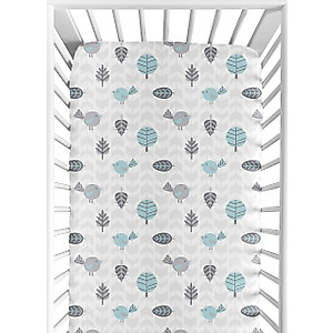 Fitted Crib Sheet for Turquoise Blue and Gray Earth and Sky Baby/Toddler Bedding - Nature Print