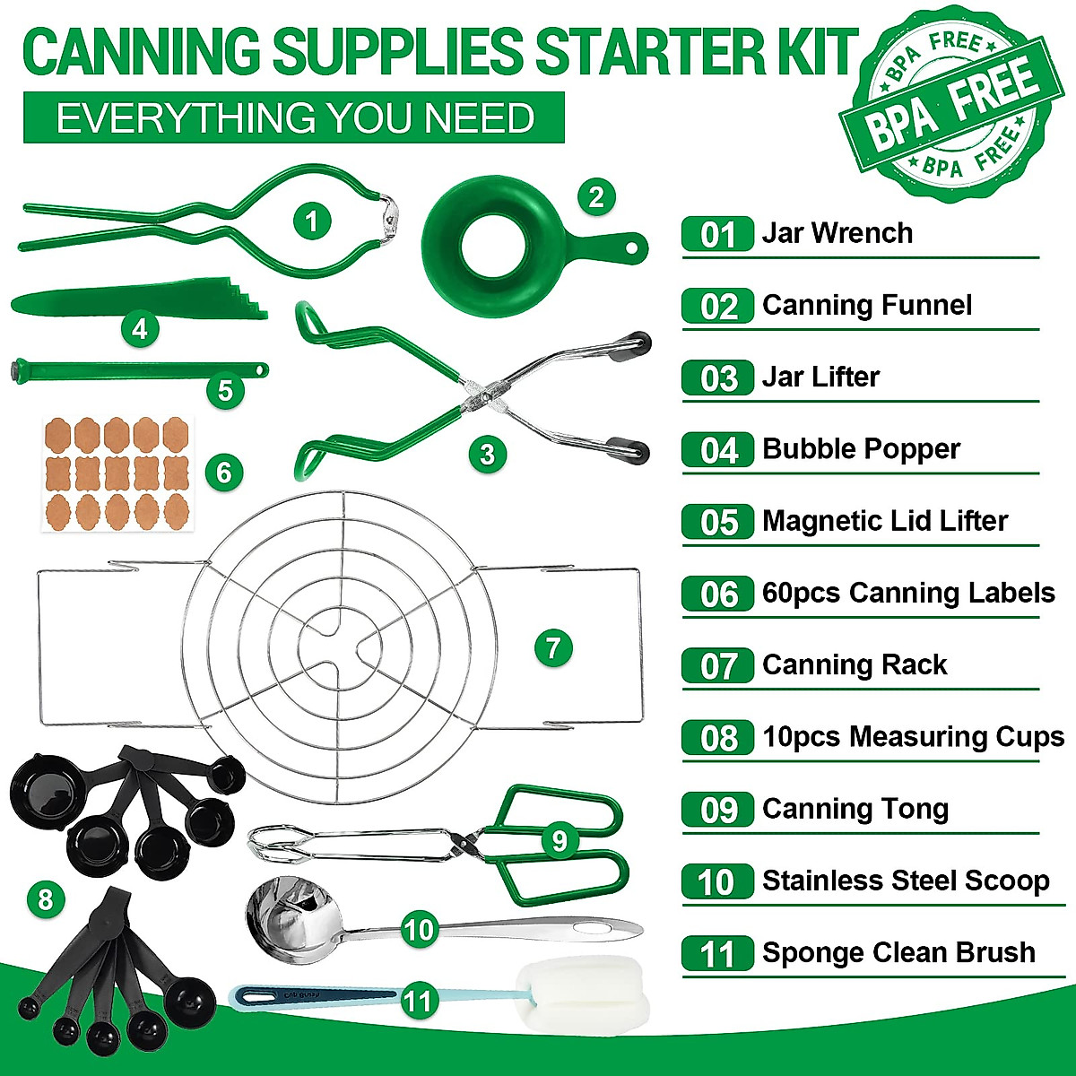 Canning Supplies Starter Kit, All-in-one Canning Kit with Rack, Home Canning Set Canning Accessories Canning Equipment and Supplies for Beginners and Enthusiasts