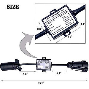 CARROFIX US to EU Trailer Light Converter 7-Way Blade Socket (US Vehicle) to 7-Pin Round Adapter (European Trailer)