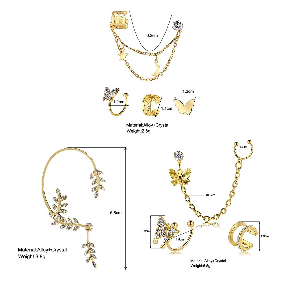 81 Pcs Ear Cuff Helix Cartilage Ear Clip on Wrap Earrings Ear Cuffs for Women Men Non Piercing Ear Clip Fake Earrings Cartilage(Gold/Silver/Black) (Gold)