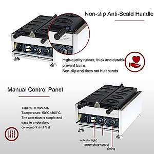 UEIDIHI 5Pcs Abalone Fish Waffle Maker, Commercial Electric Non Stick Strange Shaped Waffle Iron, Abalone Cake Baker Machine for Party Cafe Tea Snack Shop