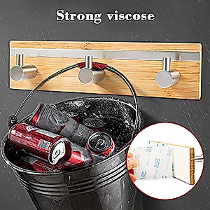 Picowe Key Holder Wall Key Rack Adhesive Bamboo Key Hooks Key Hanger Key Organizer for Wall for Kitchen Bathroom Mudroom Hallway Entryway