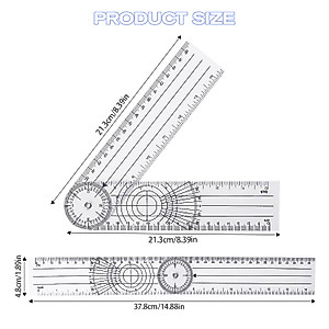 Plastic Goniometer Clear Quick Angle Protractor Angle Finder Angle Ruler with 7 Inch Arm 360 Degree Angle Measurement Tool for School Office Measuring Drawing Students Work (2 Pcs)