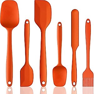 Silicone Spatula,Spatulas Silicone Heat Resistant,6 PCS silicone cooking utensils set,Non-Stick and Non-Scratch Spatula Set,Stainless Steel Core,Great Grips Spatulas for Cooking,Baking and Mixing