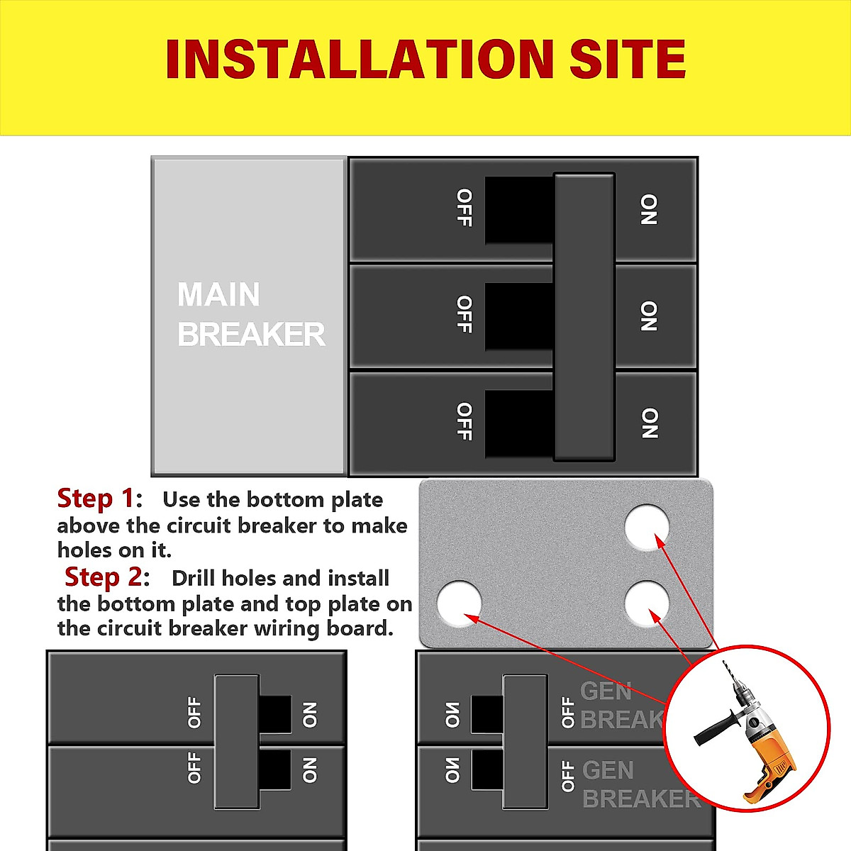 ZTTXL Generator Interlock Kit Compatible with General Electric GE 150 or 200 amp Main Breaker,1 1/4 inches Spacing Between Main and Branch Breaker, Professional and Interlock Kit (Style 2)