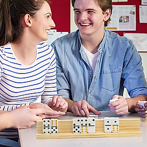 Domino Racks Set of 8, Mexican Train Dominoes Trays, Wooden Domino Holders for Mexican Train, Chickenfoot Combo, Mahjong and Other Dominoes Games13.97 x 2 x 1.18 Inches - Dominoes NOT Included