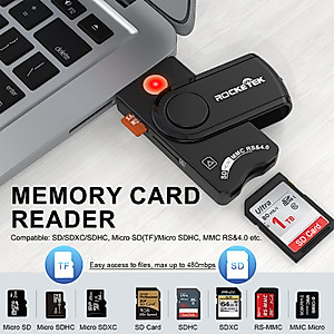 USB Multi Card Reader, 4 in 1 Memory Card Reader for SD SDXC SDHC Micro SD Micro SDXC Micro SDHC MS MMC UHS-1 SIM, DOD Military USB CAC Card Reader, CAC Reader for Mac OS, Windows, Linux