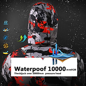 AFILOK Boy's Big Kid Ski Jacket Waterproof Breathable Kids Fleece Lined Windproof Hooded Snowboard Coats(red camouflage 8-9