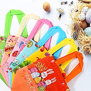 STYPOP Easter Gift Bags 18 Pack Reusable Easter Basket for Kids Non-woven Easter Bags with Handles Personalized Treat Bags Easter Bunny Egg Gnome Party Bags for Egg Hunt Games Easter Candy Bags