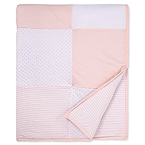 Burt's Bees Baby Infant Reversible Quilt Blanket, Jersey Knit, Soft, 100% Organic Cotton Blankets, with 100% Polyester Fill for Warm Padding, Size 37 x 46 Inch