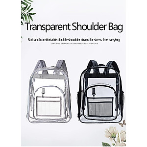 Fei Fan PVC fashion transparent backpack, heavy duty transparent backpack XL, men, women, daily life, work, travel. (Black)