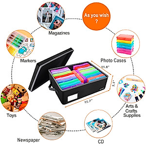 BALAPERI Fireproof Photo Storage Box with Lid (Box Only)- Holds up to 20 4" x 6" Photo Cases, Collapsible Scrapbook Storage Box, Portable Photo and Craft Keeper Storage Box with Handle