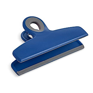 HIC Kitchen Large Heavy-Duty Clips, Soft-Grip Handles, Set of 2 Clips, 1 each Navy and Grey