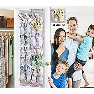 AOODA 28 Large Pockets Hanging Shoe Organizer, Large 28 Pockets Clear Over The Door Shoe Rack, 2 Item Bundle