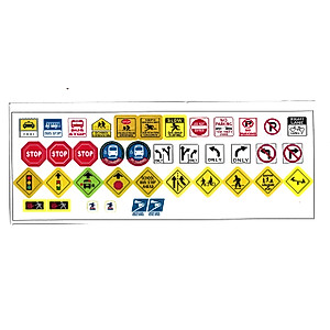 Educational Driving Traffic City Street Road Signs Stickers Set of 36 Vinyl Waterproof for Children 1:64 Scale HO, Arts & Crafts Supplies idea