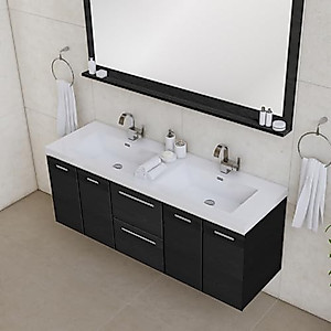 Alya Bath Ripley 60" Double Wall Mounted Bathroom Vanity in Black