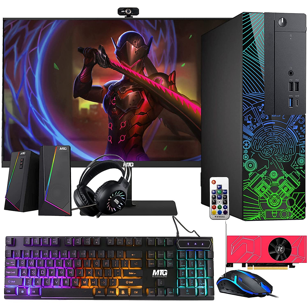 Lumos 8 Gaming Desktop PC, Intel Core i7 7th Gen, AMD RX 6400 4GB DDR6 4GB DDR6, 8GB RAM, 1TB SSD + 4TB HDD, 24 Inch Monitor, PCI-E Bluetooth | Wi-Fi, RGB Kit, Win 10 Pro (Renewed)