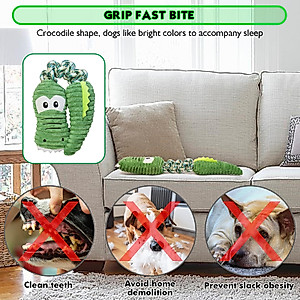 Dog Toy with Cotton Rope,Suitable for Medium to Large Dogs, Interactive Squeaky Dog Toys，Chew Toy Durable Plush Dog Toys，Durable Stress Relief Cute Alligator Shape