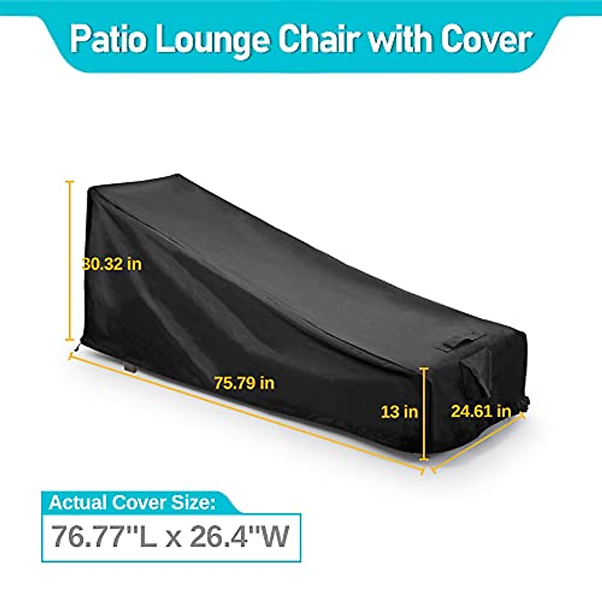 Crestlive Products Patio Chaise Lounge Chairs with Covers Set, Aluminum Adjustable Outdoor Five-Position Recliner & Waterproof Covers All Weather for Beach, Yard, Pool(2PCS Brown Chairs, Black Covers)