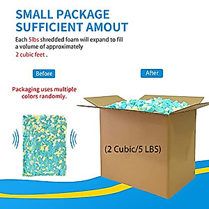 Welacer 19.8lbs Shredded Memory Foam Filling for Bean Bag Filler, Pillow Chair Cushion Refill, Without Added Gel Particles, Premium Soft and Great for Stuffing, Multi Color Shape