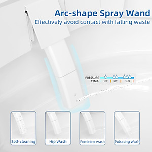 One Piece Bidet Toilet,Smart Toilet for Bathrooms,Modern Elongated Toilet with Foot Sensor Operation,LED Display, Dual Auto Flush, Heated Bidet Seat with Warm Water