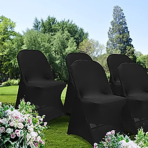 Babenest Spandex Folding Chair Covers - 25 PCS Upgraded Universal Stretch Washable Fitted Chair Slipcovers Protector for Wedding, Holidays, Banquet, Party, Celebration (Black)