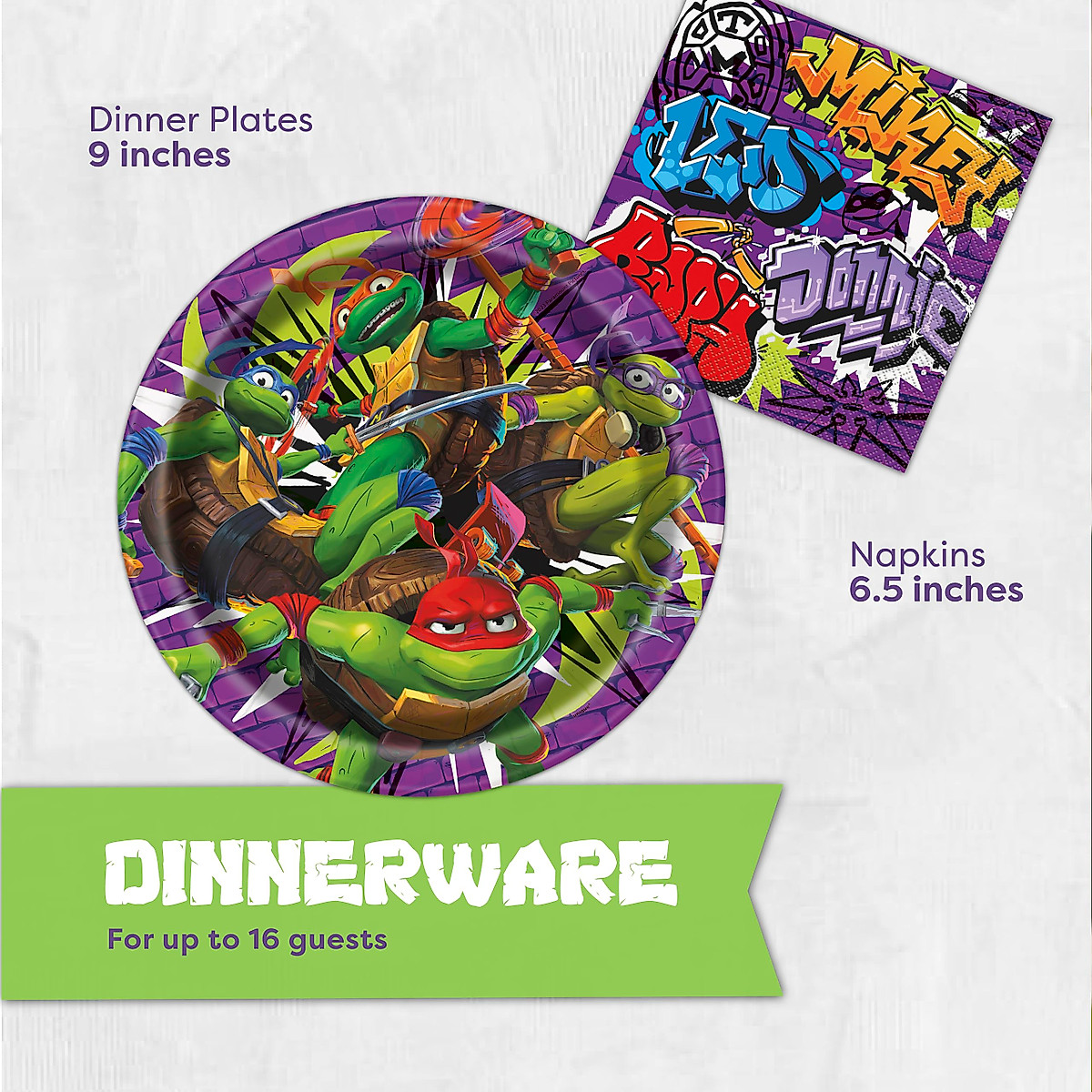 Ninja Turtle Party Decorations | Ninja Turtle Birthday Decorations | Teenage Mutant Ninja Turtles Party Supplies | TMNT | Serves 16 Guests | Officially Licensed