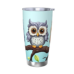 GDSHJKLW Owls On A Branch Tumbler With Lid And Straw 20oz Stainless Steel Leakproof Travel Coffee Mug Double Wall Insulated Cup Gifts For Women Home Office